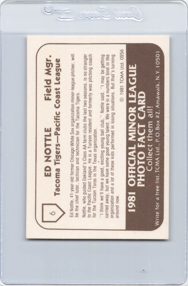 1981 Tacoma Tigers #6 Ed Nottle Signed Auto *J5578 | eBay