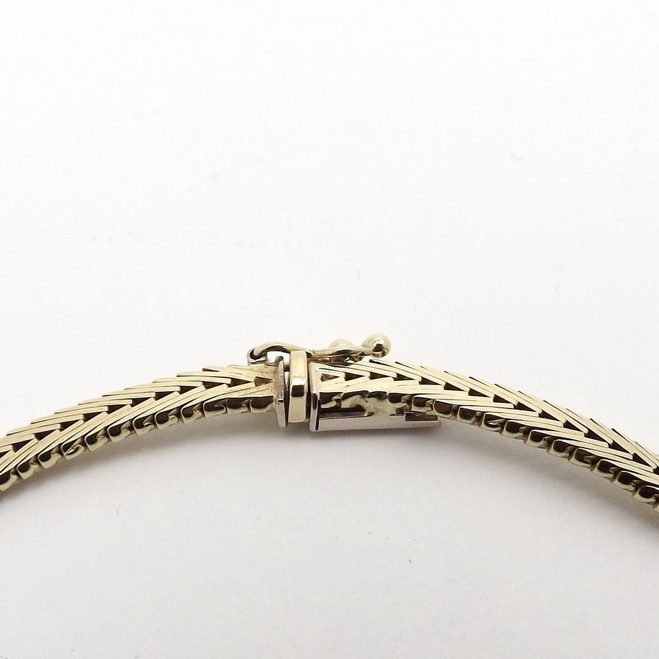 14k Tricolor Gold Franco Foxtail Flat Link Chain Necklace Italy 16in ...