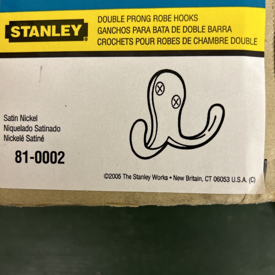 Stanley Hardware Double Prong Rope hook Satin Nickel Finish 81-002 | eBay