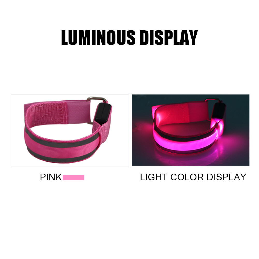 LED Reflective Light Armband Safety Belt Night Running Wristbands (Pink ...