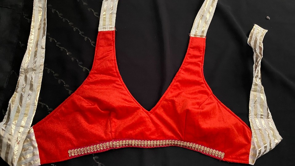 Handmade Belly Dance 2 Bras Lot red golden halter Costume blouse Indian ...