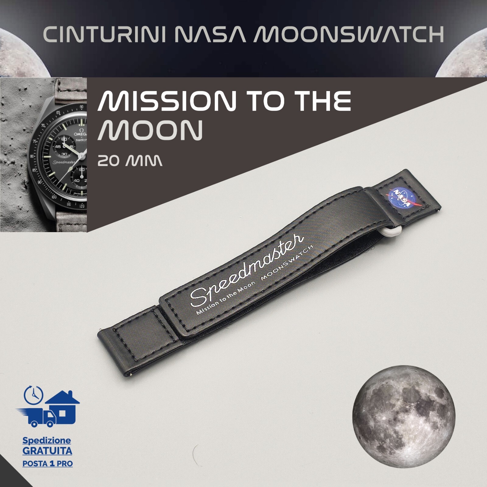 Cinturino MoonSwatch Speedmaster Nasa Strap mission to the moon mars ...