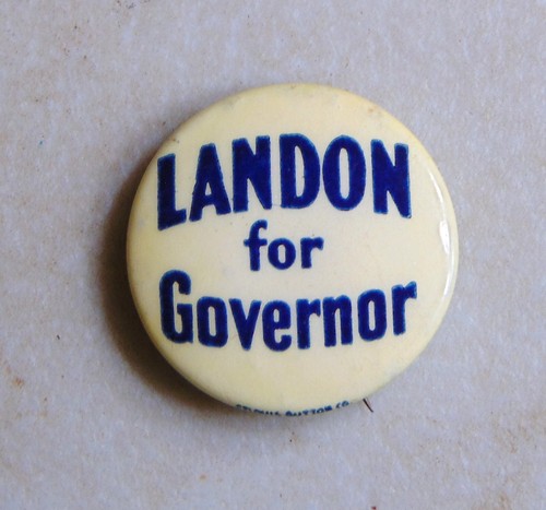 Alf Landon Kansas Governor campaign pin button political | eBay