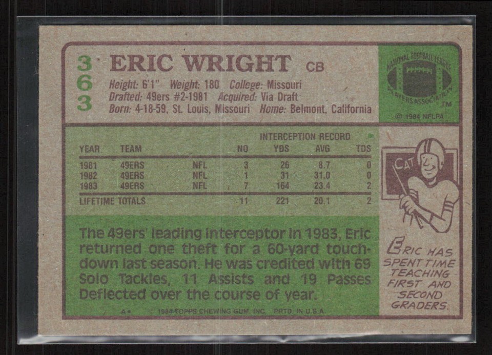 1984 Topps #363 Eric Wright Excellent | eBay