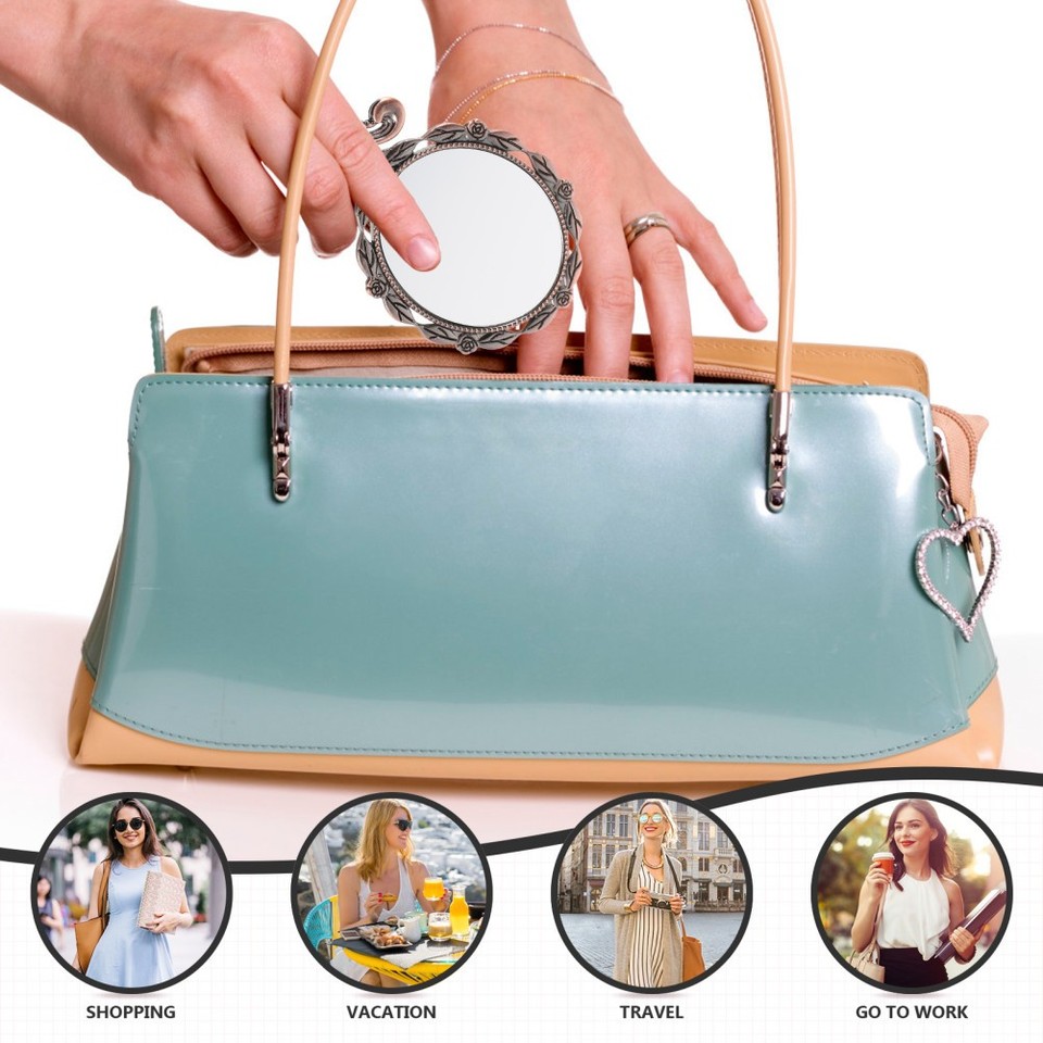 Vintage Hand Mirror Antique Vanity Decorative Mirrors Folding Metal ...