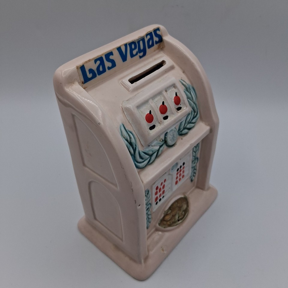 Vtg Las Vegas Casino Slot Machine Souvenir Coin Piggy Bank Ceramic with ...