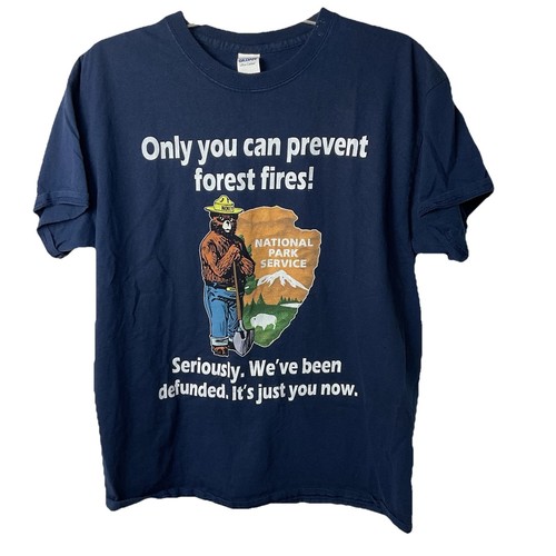 Smokey The Bear Defunded Up To You Blue Short Sleeve T Shirt LARGE ...