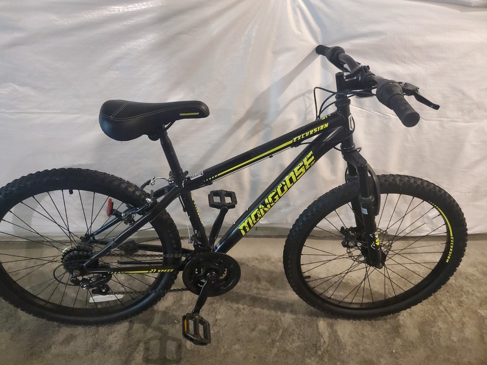 Mongoose Excursion Mountain Bike 24", 21 Speed - Black/Neon Green | eBay