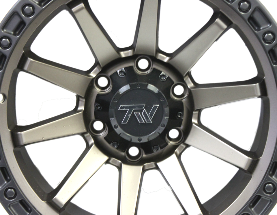 17" TW Wheels Rims T21 Off Road Matte Black Gunmetal 6 lugs Trucks Set ...