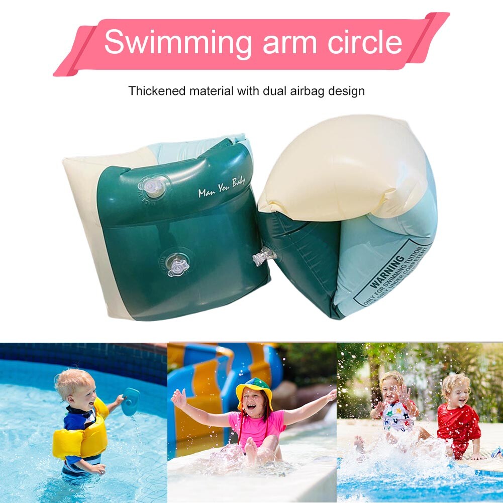 1Pair Arm Float Ring Double Air Bag Inflatable Arm Sleeve (Olive Green ...