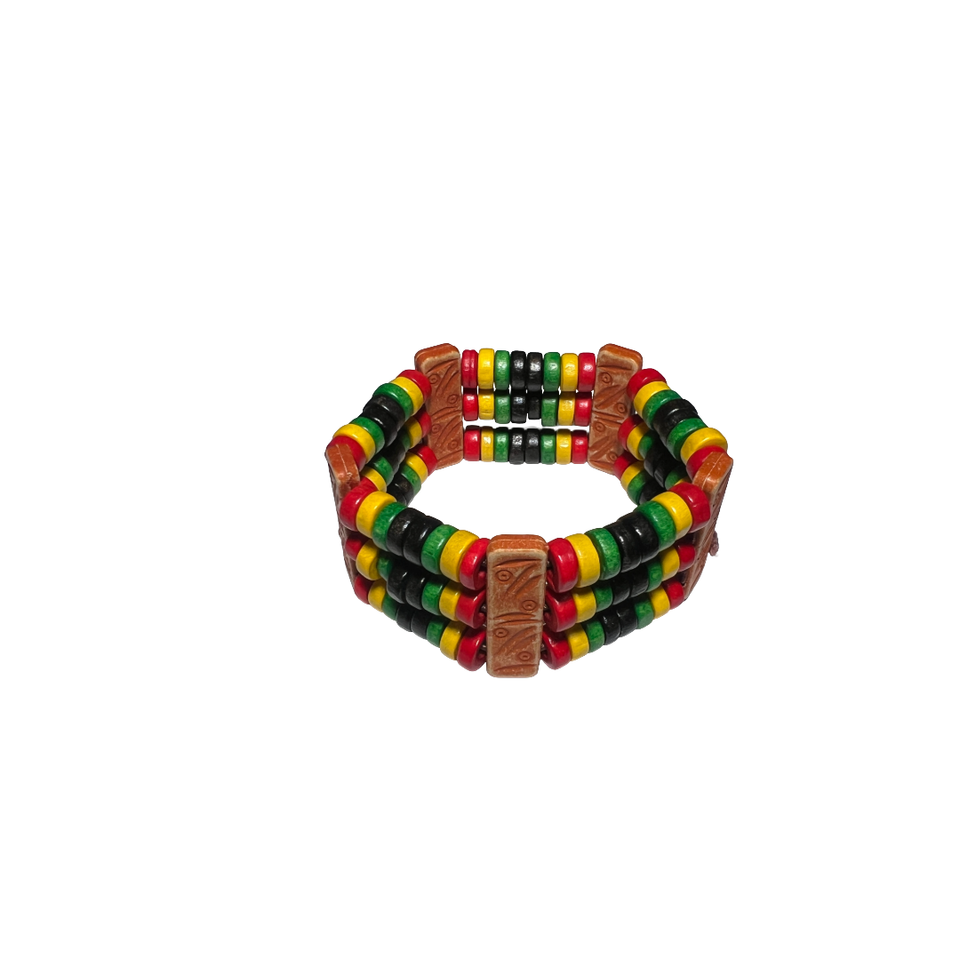 Rasta Afro Color Wood Bead Band Bracelet Wrist Bracelets Cuff Stretch ...