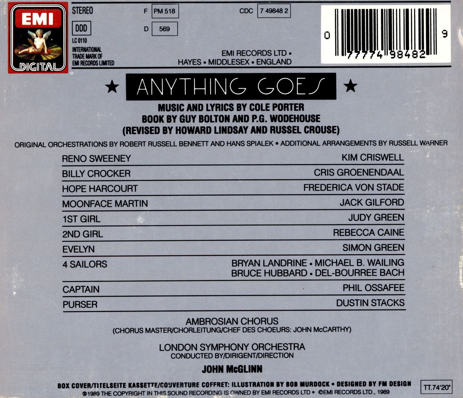 Cole PORTER: Anything Goes by John McGlinn (CD, 1990, EMI) 77774984829 ...