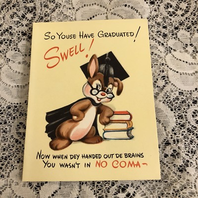 Vintage Greeting Card Graduation Bunny Rabbit Cap Cute | eBay