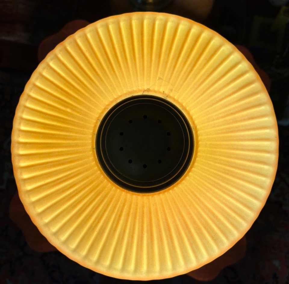 Rare PITTSBURGH LAMP, BRASS & GLASS CO. Lamp w/Pleated Uranium Glass ...