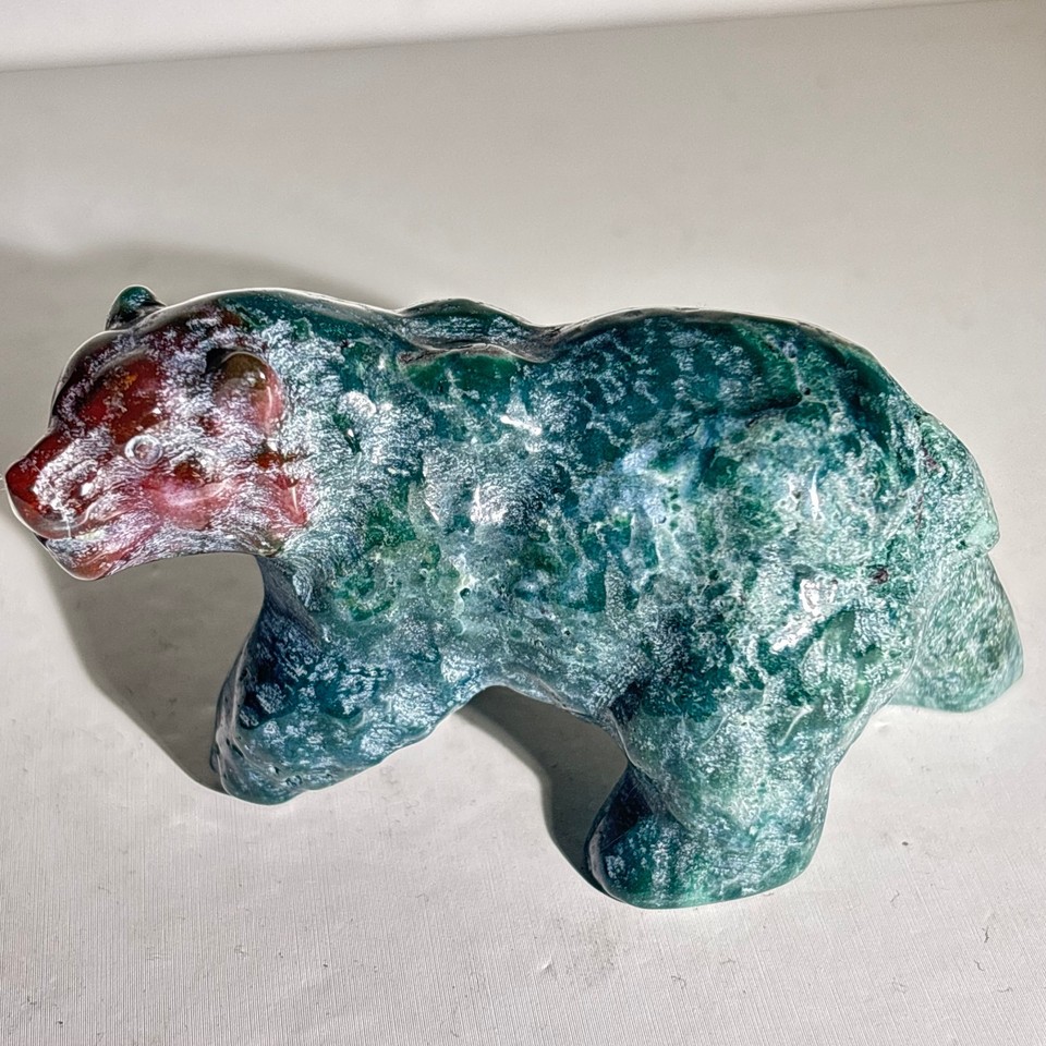 117g red water grass agate hand carved bear spirit gift | eBay UK