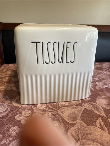 RAE DUNN ~ TISSUES ~ Square Tissue Box Cover Holder Kleenex ~ Ceramic ...
