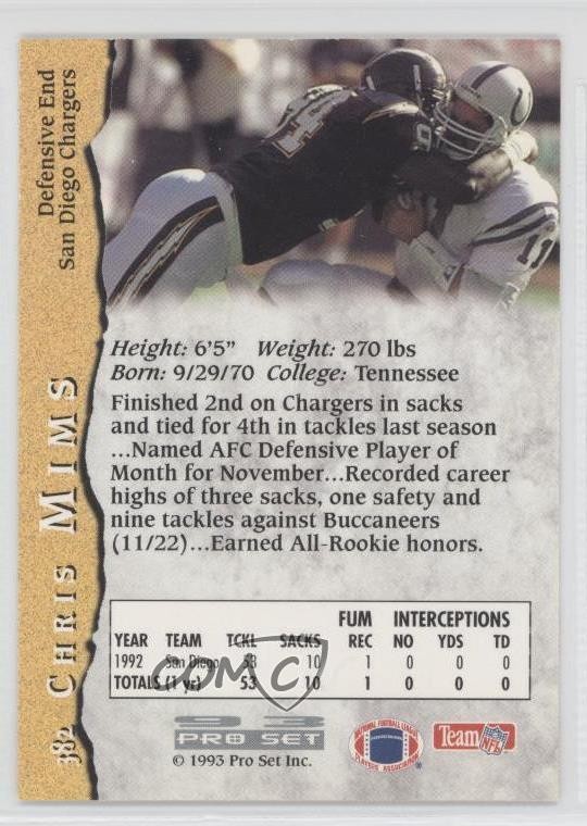 1993 Pro Set Chris Mims #382 | eBay UK
