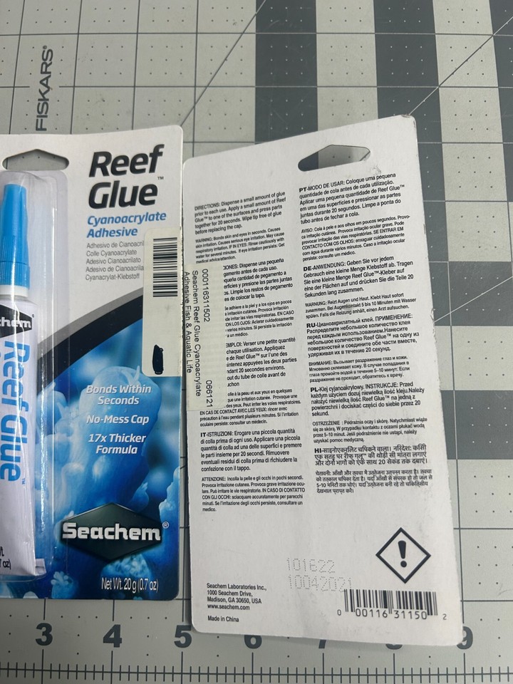 2-pack lot Seachem Aquarium Reef Glue Cyanoacrylate Gel Coral Frag ...