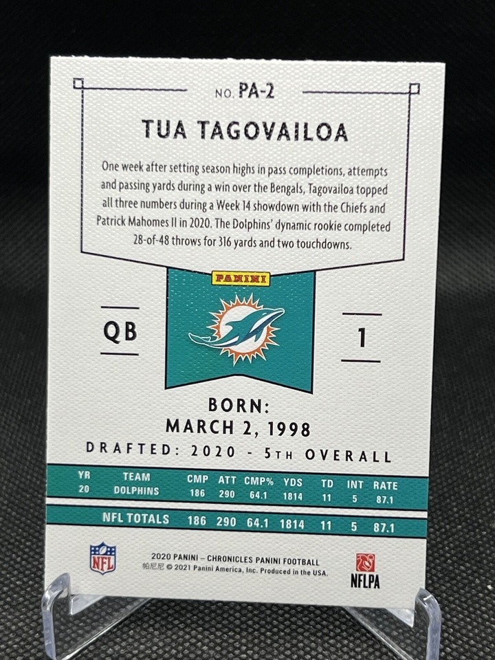2020 Panini Chronicles Panini#PA-2 Tua Tagovailoa - Miami Dolphins ...