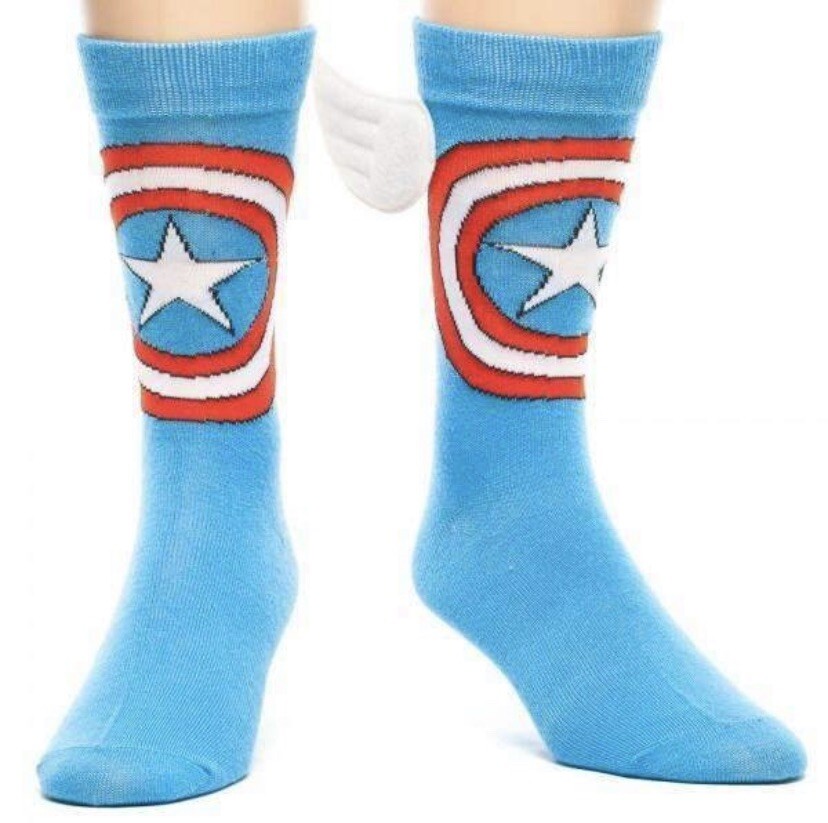 Captain America Marvel Comics Licensed Crew Socks, 1 Pair Shield Symbol ...
