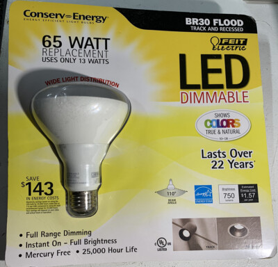 Feit Electric 65w BR30 Dimmable Flood LED Track & Recessed 750 Lumens ...