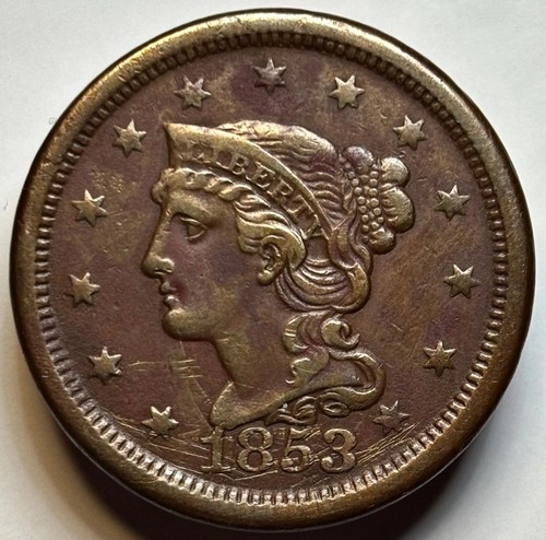 1853 Large Cent Braided Hair One Cent 1c Better Grade | eBay