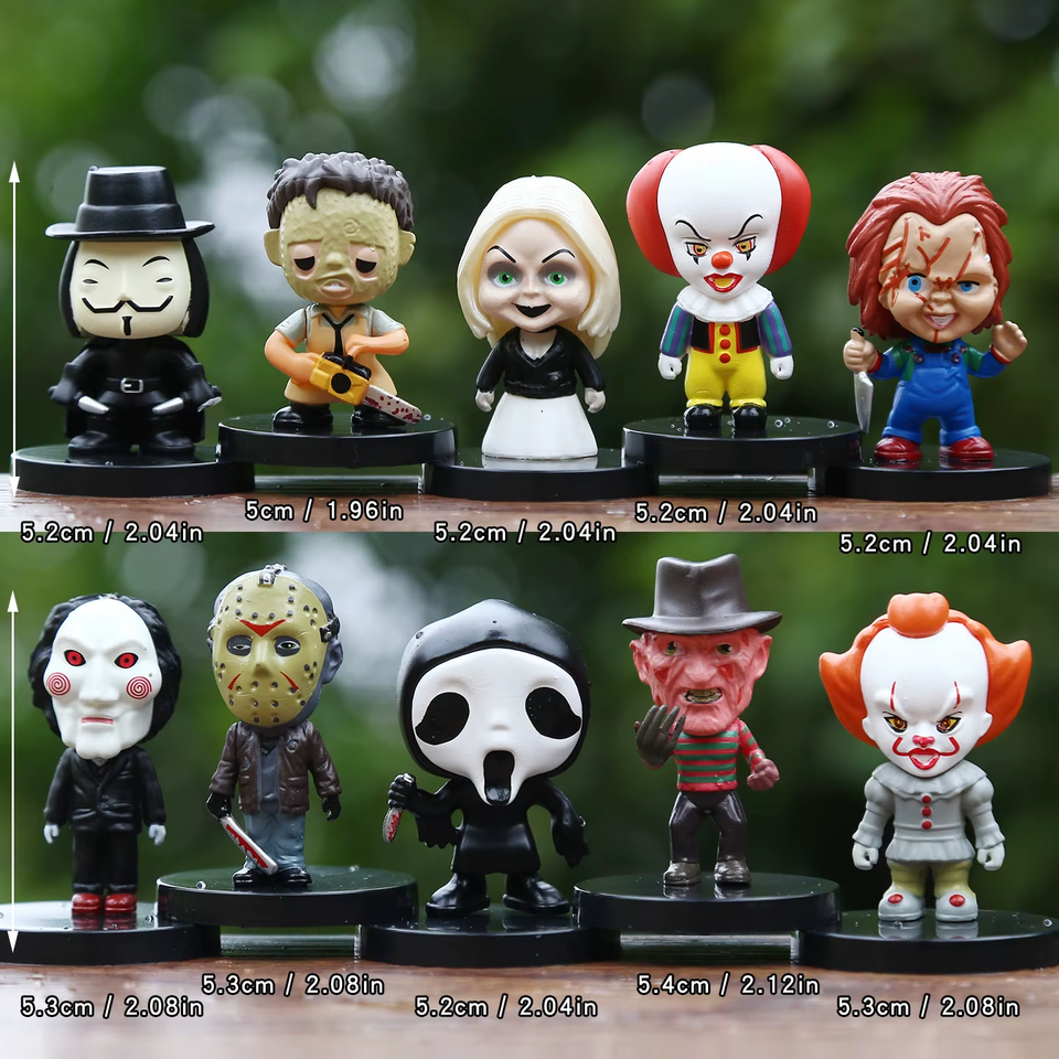 10PCS Horror Film Series Jason Freddy Clown Action Figure Toys PVC ...