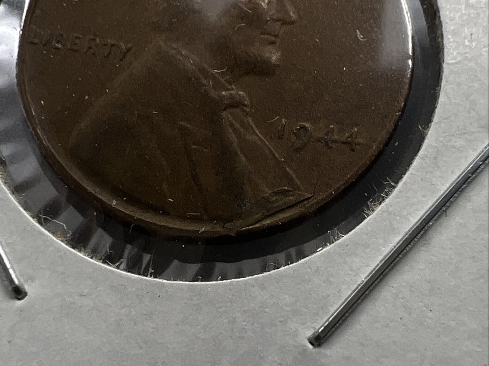 1944 P 1c Lincoln Wheat Cent Penny Flaked Planchet Lamination Error ...
