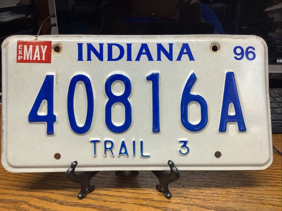 Vintage Indiana License Plate - Plate 1996 Crafting Birthday Man Cave ...