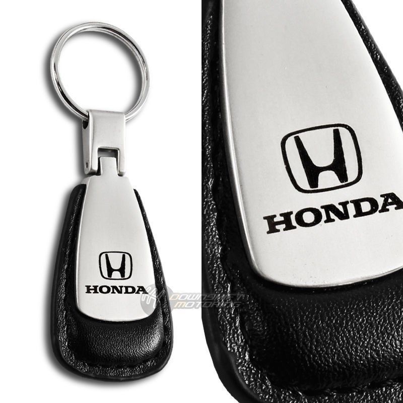 Honda Tear Drop Authentic Black Leather Key Fob Keyring Keychain Tag ...