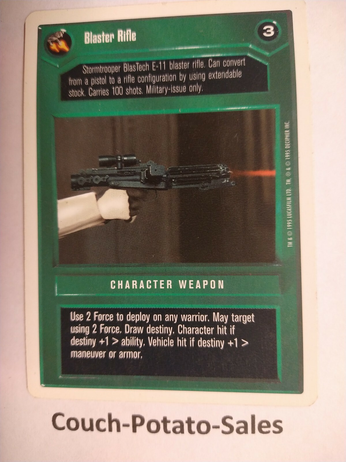 Star Wars White Border CCG Card Blaster Rifle E-11 NEW UNCIRCULATED ...