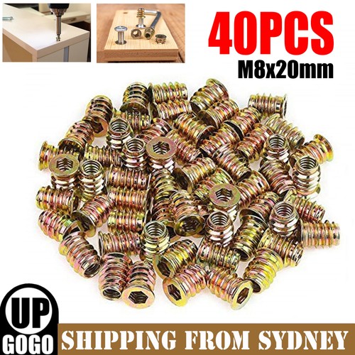 40PCS M8 Threaded Insert Nuts Wood Screw-in Nut Hex Socket Drive ...