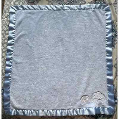 Vintage Carter’s Blue Gray Elephant Fuzzy Satin Trim Blanket Baby Boy ...