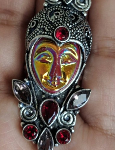 Bali Goddess Ring Sz 8.5 / 9 Boho Iridescent Tibetan Silver ...