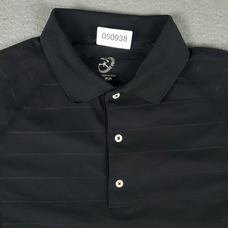 Zero Restriction Polo Shirt Mens Size Medium Black Striped Casual Short Sleeve | eBay