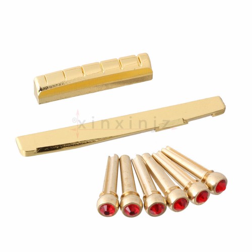 Set Brass Acoustic Guitar Bridge Pins 76mm Saddle Nut Brass Material ...
