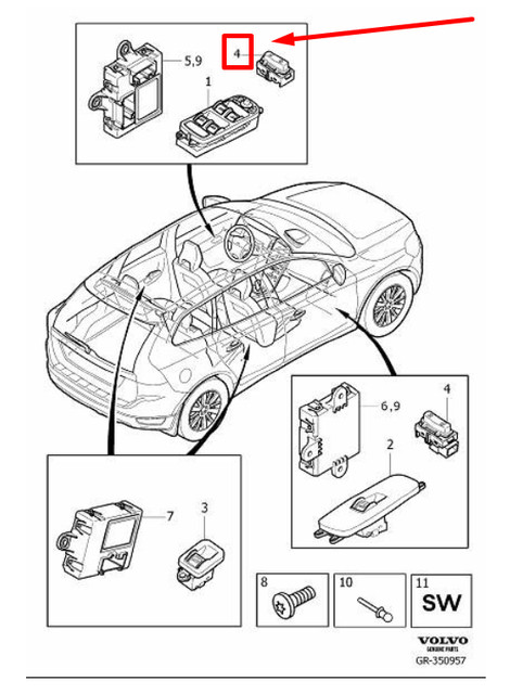 VOLVO S80 MK2 CENTRAL LOCKING SWITCH BUTTON 31318987 ORIGINAL for sale ...