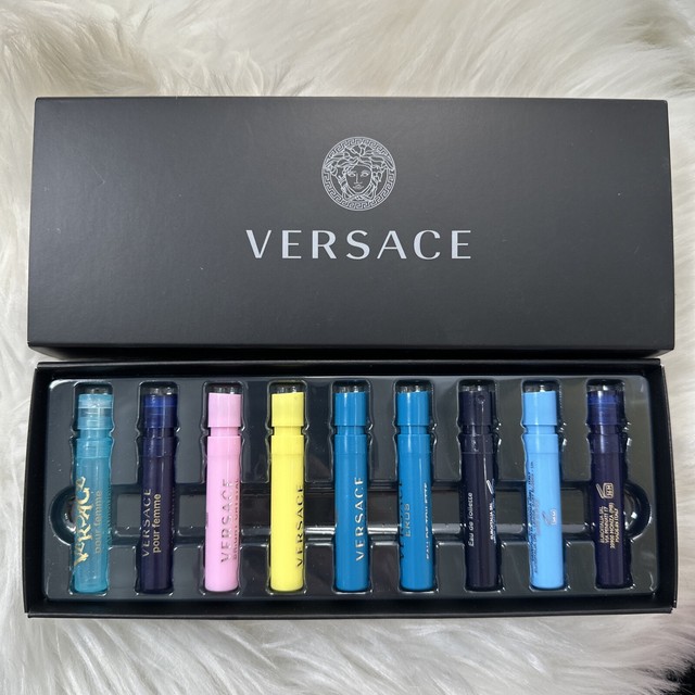 VERSACE 9 PIECE FRAGRANCE SAMPLE SET DYLAN EROS BRIGHT CRYSTAL .03 FL ...