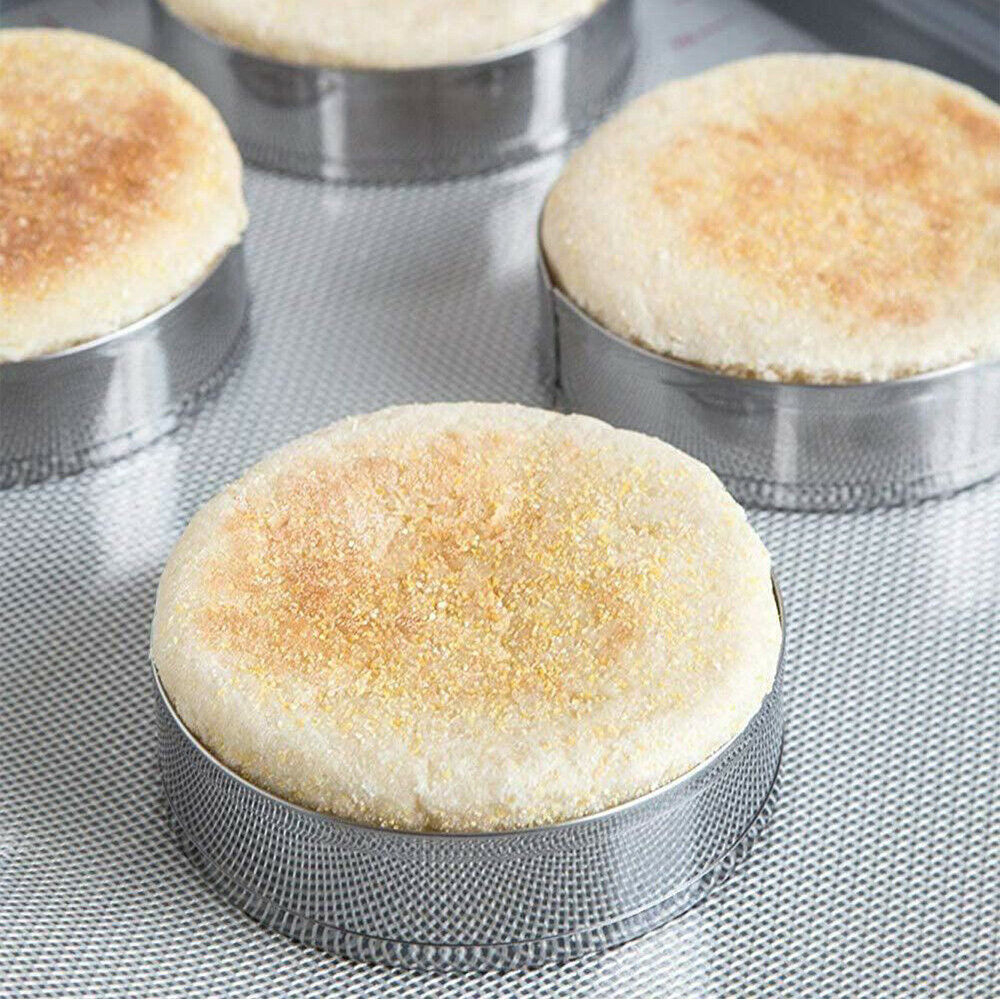 6Pcs/Set Stainless Steel Cake Muffin Crumpet Bread Rings Bakery Baking ...