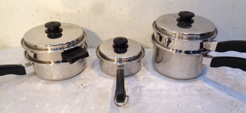 Huge VTG 32 Piece Saladmaster 18-8 Tri Clad Cookware Set Electric ...