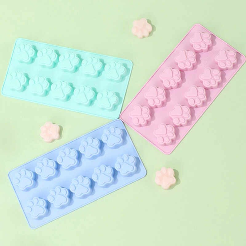 1Pc 10Hole Food Grade Silicone Paw Print Mold Reusable Dog Cat Paw ...