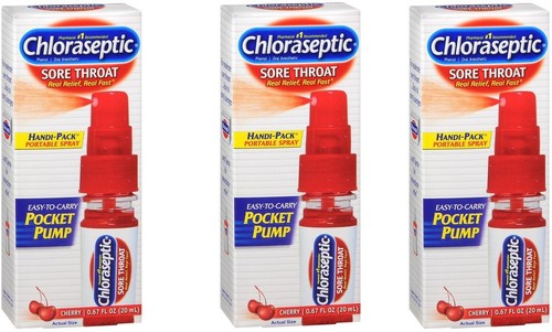 Chloraseptic Sore Throat Pump Pocket Cherry Spray 0.67 oz (3 Pack) | eBay