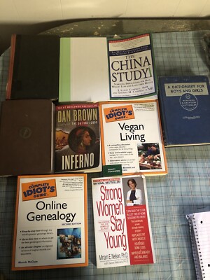 9 Books Various Titles,China Study, Vegan Living, Inferno, Kids ...