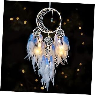 LED Light Up Dream Catcher Half Circle Moon Decor with Lights Handmade ...