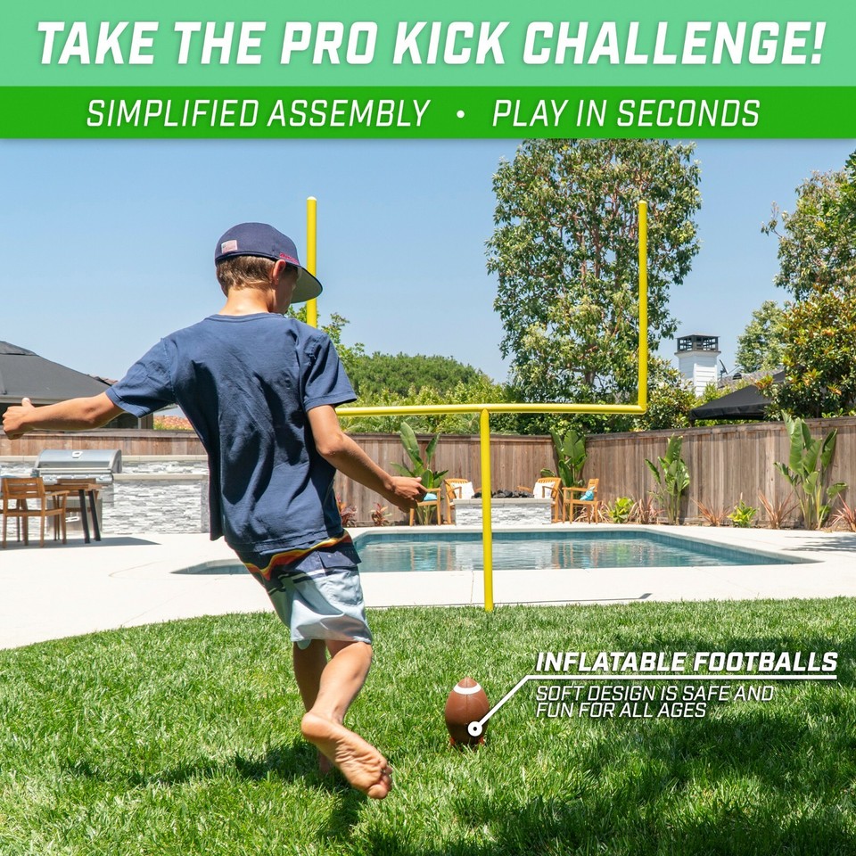 GoSports PRO Kick Challenge Field Goal Post Set with 2 Footballs and ...