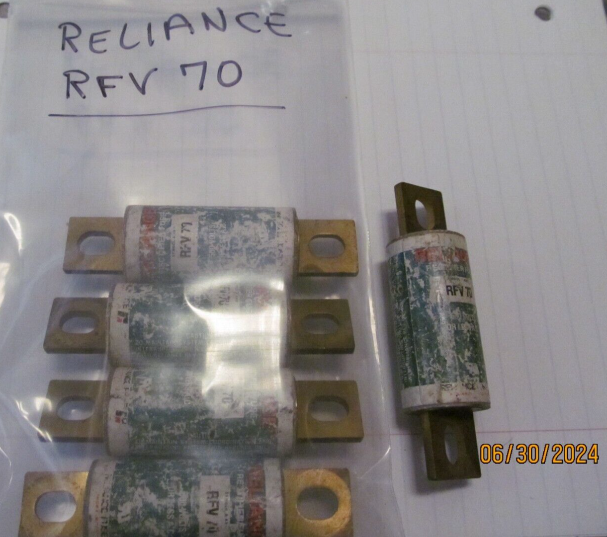 "LOT OF 5" RELIANCE RFV70 70A 500V AC RECTIFIER FUSES USED | eBay