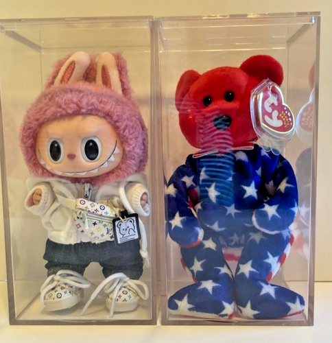 8 ACRYLIC CLEAR PLASTIC DISPLAY CASES 7.5"x4"x4" LABUBU BEANIE BABIES ...