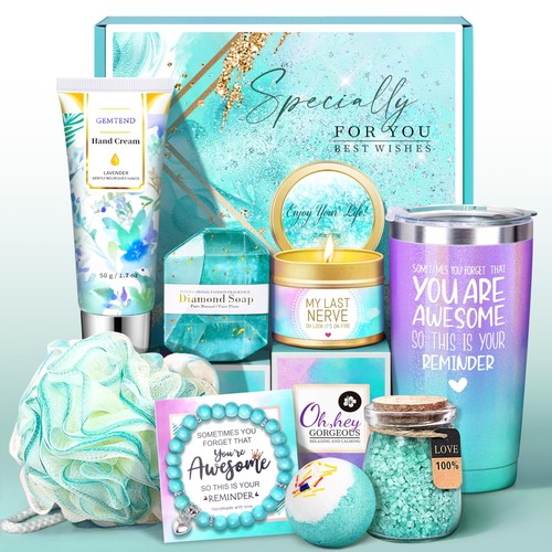 Christmas Relaxation Gift Set for Women Tumbler Bath Bombs Candle Spa ...