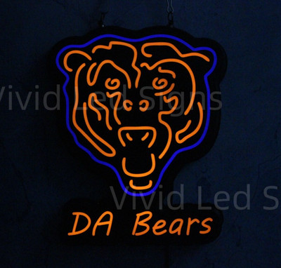 10" Chicago Bears Da Bears Vivid LED Sign Light Lamp Cute Bright Neon ...