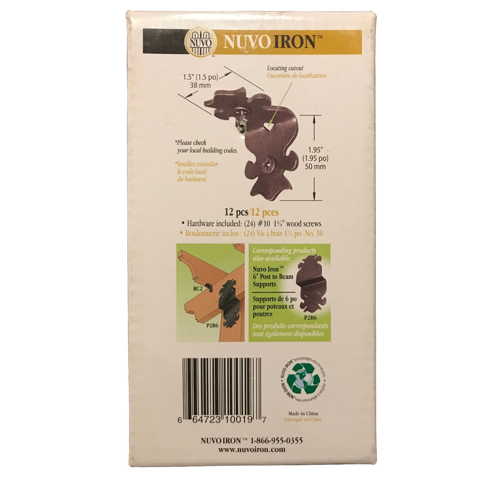 Nuvo Iron 2" Ornamental Rafter Clips RC2 (1.5" x 1.95") 12pcs - Black ...